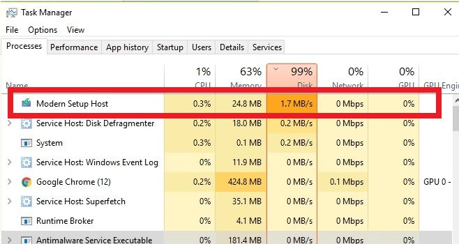 Solved Modern Setup Host High Cpu Usage In Windows 10